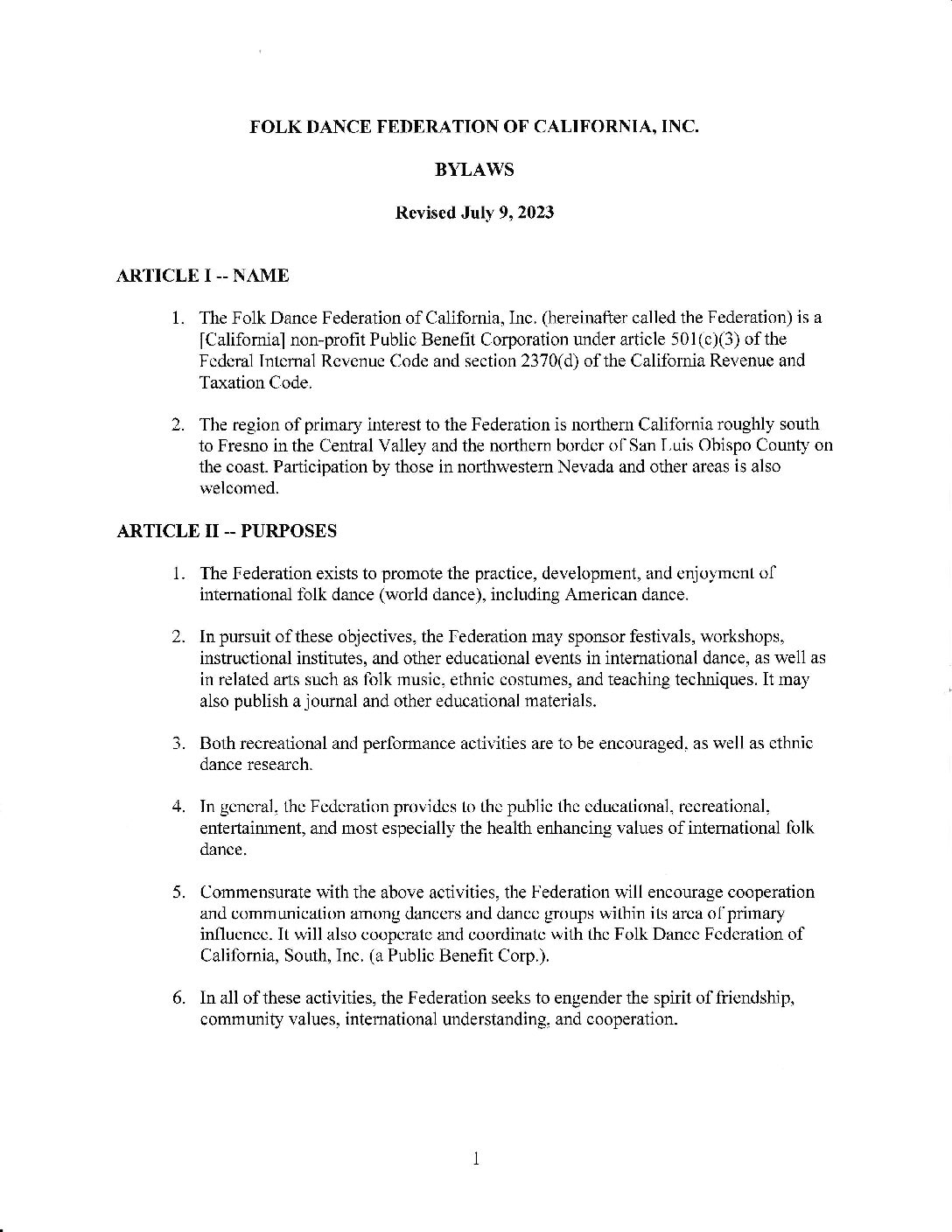 Federation Bylaws 2023 revision – Folk Dance Federation of California